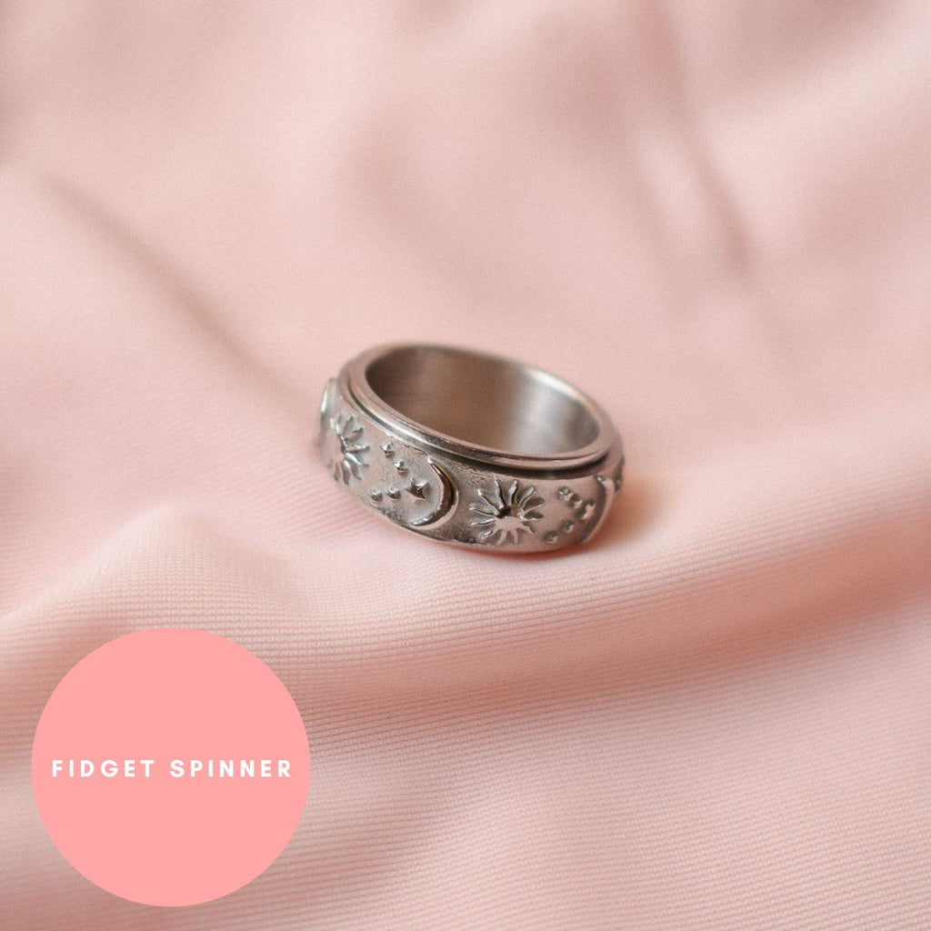 "Calm" Fidget Star Moon Ring