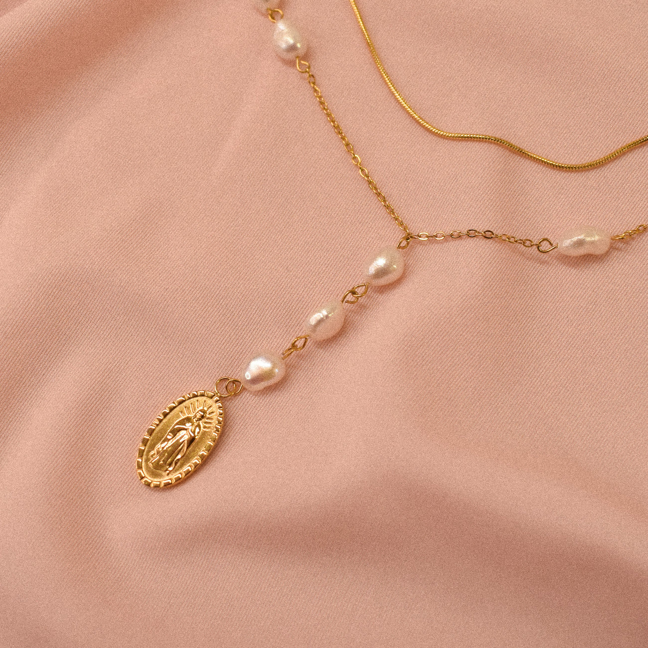 "Lydia" Pearl Chain Combined Necklace